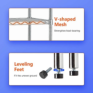 FDW 14" D×36" W×54" H Commercial Wire Shelving Unit Metal Shelf with 4 Tier Adjustable Layer Rack Strong Steel for Restaurant Garage Pantry Kitchen Garage，Chrome