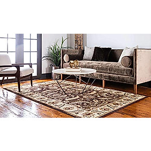 Unique Loom Voyage Collection Traditional Oriental Classic Intricate Floral Design Area Rug, 5 ft x 8 ft, Brown/Gold