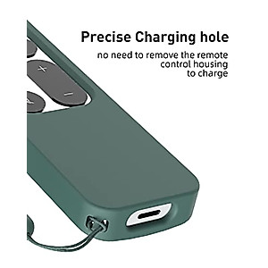 K TOMOTO Compatible with Apple TV 4K Siri Remote Case 2021, Silky-Soft Anti-Slip Protective Silicone Cover for Siri Remote Control 2nd Generation [Lanyard Included], Pine Green