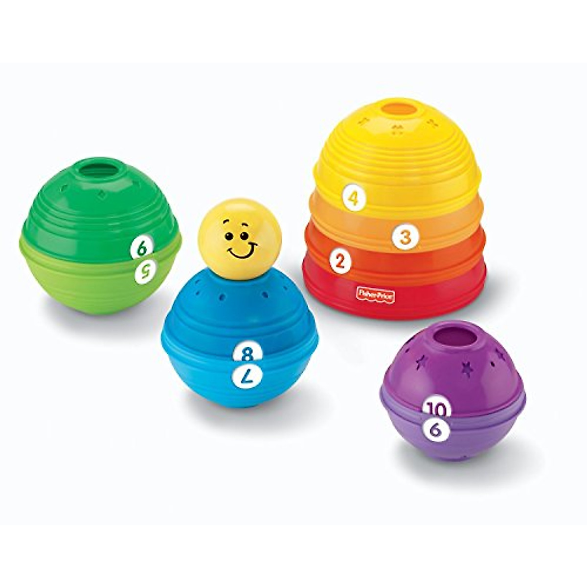 Fisher-Price Baby Toy Stack & Roll Cups, 10-Piece Stacking & Nesting Activity for Developmental Play Infants Ages 6+ Months