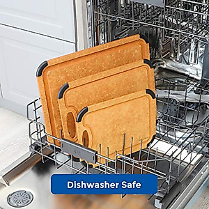 Cutting Board for Kitchen, Wood Cutting Board with Juice Grooves, Dishwasher Safe, Non-Porous, BPA Free, Small Cutting Board, 11.7 x 8.5-inch, Natural Slate