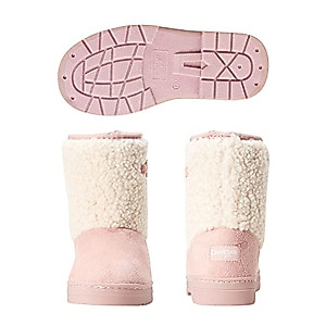 bebe Girls' Winter Boots - Microsuede Boots with Faux Fur Shearling Ankle Cuffs, Size 2 Little Kid, Blush