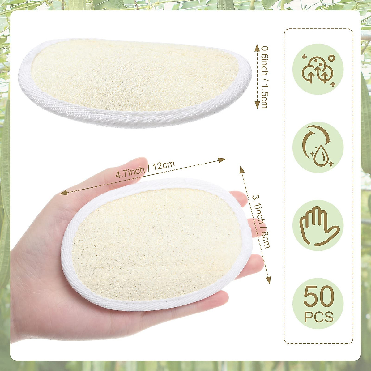 50 Pieces Exfoliating Loofah Pad Body Scrubber Bath Shower Loofah Sponge Pad Natural Exfoliating Scrubber Luffa Brush Close to Skin for Men Women Shower Bath and Spa