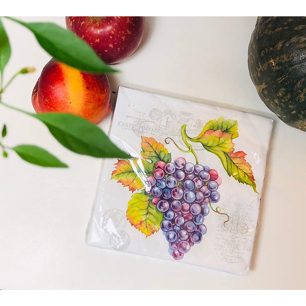 20-ct 13x13 Purple Grape Napkins Decoupage Napkins Luncheon Cocktail Paper Napkins Decorative Paper Napkins for Dessert Birthday Wedding Anniversary Dinner Napkins Paper for ALL Seasons Mom Dad Artist