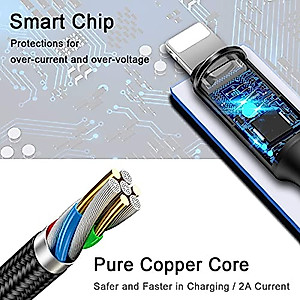 [2 Pack] Multi Charging Cable,YOUSAMS 3 in 1 Nylon Braided Multi USB Cable Multiple Charger Fast Charging Cord Compatible with Most Smart Phones & Pads - 5ft/ Black