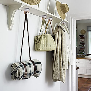 BWE 4 Pack Towel Hooks Wall Mounted White & Gold Coat Robe Hook Holder Heavy Duty Wall Hooks Modern for Bathrooms Kitchen Bedroom Hotel