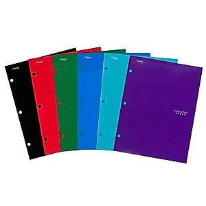 Five Star Pocket Folders, 4-Pocket, 12-1/2" x 9-1/2", Assorted Colors, 12 Pack
