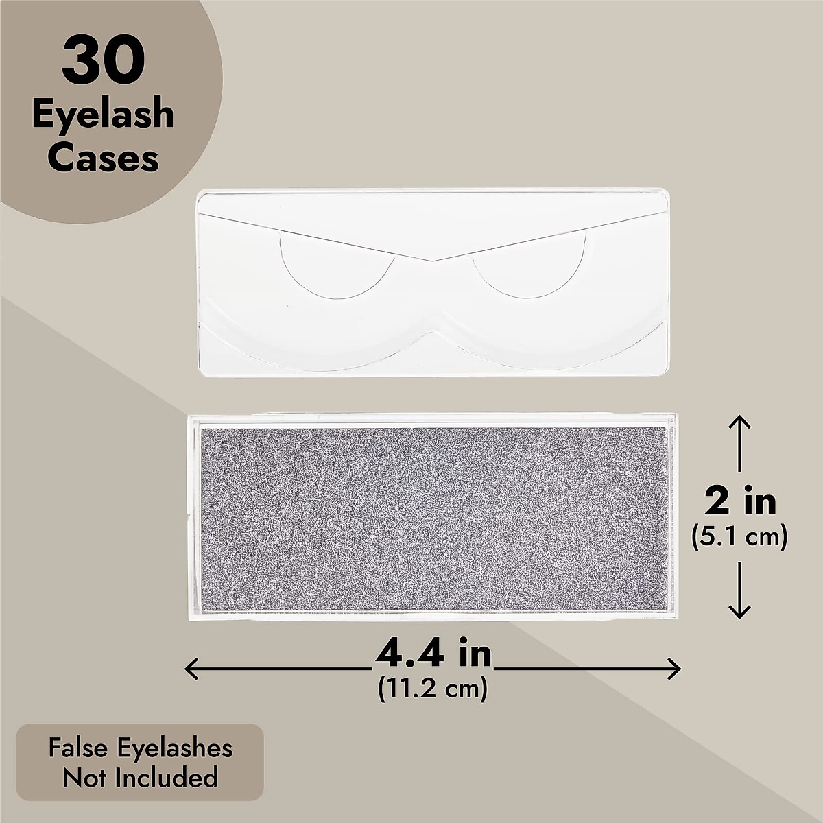 Stockroom Plus 30-Pack Transparent Empty Eyelash Boxes for False Eyelashes, Lash Cases Empty Bulk Wholesale with Glitter Paper Card for Makeup Artists, Women (4.4 x 2 Inches, 0.55" Width)