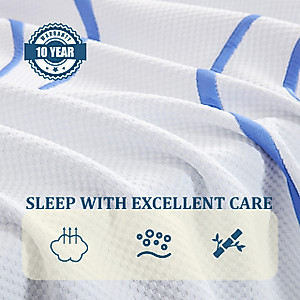 EGOHOME 8 Inch Twin XL Mattress, Charcoal Gel Cooling Memory Foam Mattress in a Box, Medium Fiberglass Free Mattress Made in USA, CertiPUR-US Certified, Blue