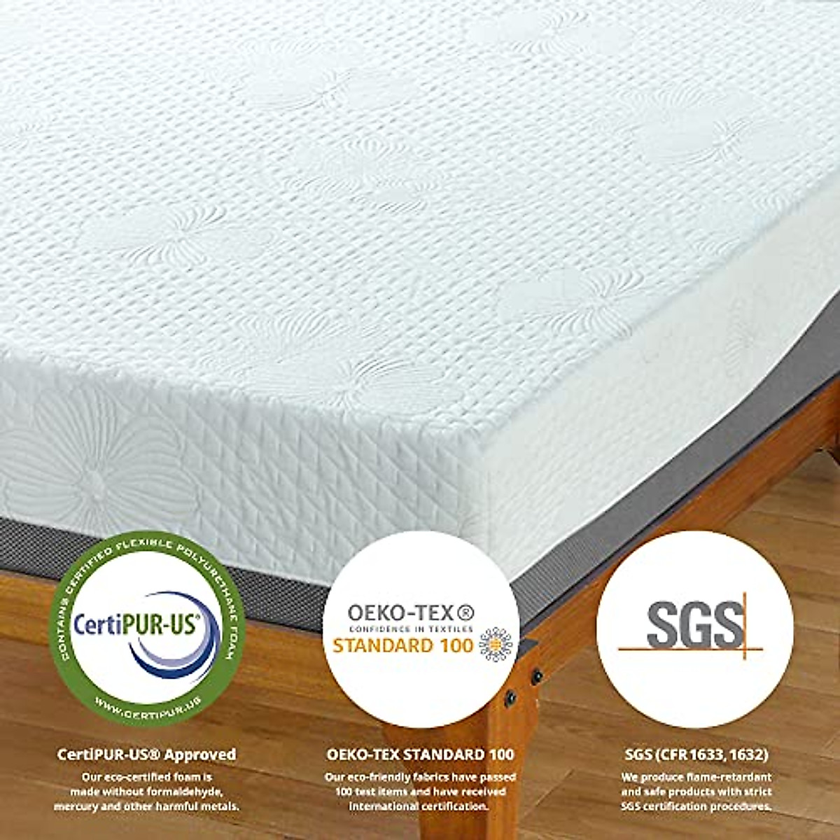 Olee Sleep 10 inch Aquarius Memory Foam Mattress - Full, Grey