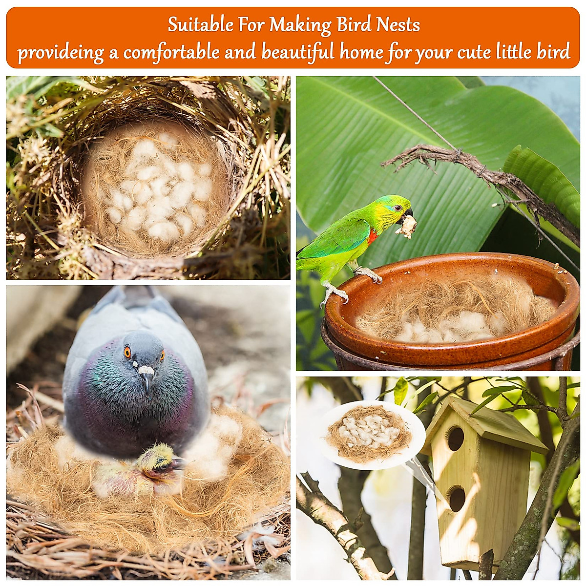 Sukh 2 Pack Bird Nesting Material - Bird Nests Bedding Hummingbird Nesting Material Mixing Canary Nesting Material Finch Nesting Material Parakeet Nesting Materials for Cage,Gardens,Tree Trunks (80G)