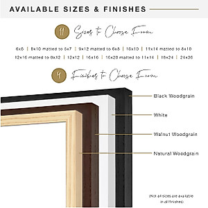 MCS Gallery Wooden Frame for Canvas, Art Boards, Photos and more, White, 16x20 with 11x14 Mat