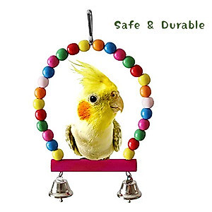 BWOGUE Bird Swing Toys with Bells Pet Parrot Cage Hammock Hanging Toy Perch for Budgie Love Birds Conures Small Parakeet Finches Cockatiels (5 Pack)