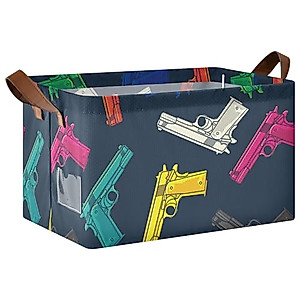 susiyo Colorful Cartoon Guns Large Capacity Storage Bins,Fabric Storage Baskets for Shelves for Organizing Closet Shelf Nursery Toy Decorative Closet Organizer Bins with Handles