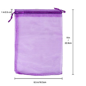 Zwish 100 Pack 6x9 Inches Organza Gif Bags 10 Mixed Solid Colors for Toys Candy Chocolate Party Christmas Wedding Favor Gift