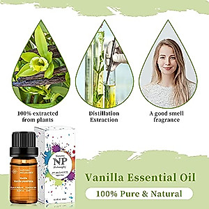 2 Pack Vanilla Essential Oil,100% Pure Organic Vanilla Essential Oils for Diffuser, Aromatherapy, Massage, Soap Making - 10ML (Vanilla)