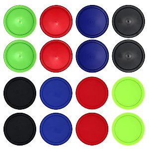 BQSPT 16 Pieces Air Hockey Pucks 2.5 Inch 64mm Heavy Replacement Pucks Air Hockey Tables Pucks Multicolor for Game Tables Equipment Accessories(8 Thick 12 Grams and 8 Thin 7 Grams)