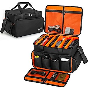 IBVIVIC High Capacity Gig Band Cable File Bag, 600D Oxford With with Adjustable Dividers and Double Separate Bags, for Cords, Sound Equipment, DJ Gear, Musician Accessories