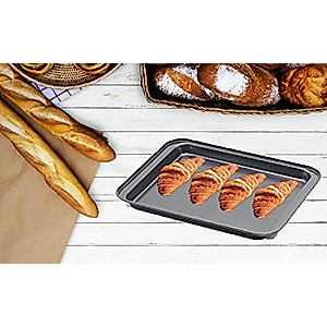 Little Small Baking Sheets Nonstick Set of 2 (9.5inch X 7.1inch) - SS&CC 8 Inch Nonstick Baking Toaster Oven Tray Cookie Sheets, 1 or 2 Person Household