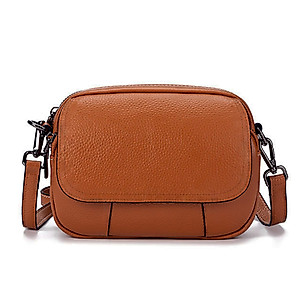 Genuine Leather Purses for Women Trendy Crossbody Bags Small Clutch Purse Shoulder Stachel Handbag Camera Bag, Brown