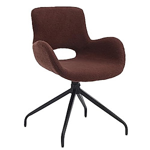 YITAI Desk Chair No Wheels,360° Swivel Wide Seat Armchair with Metal Legs,Modern Accent Upholstered Vanity Chair, Reading Chair,Dining Chairs,Coffee Chair, for Bedroom,Living Room,Dark Brown