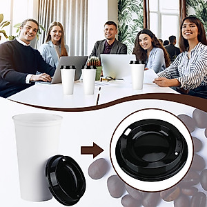 Domensi 15 Pack Reusable Coffee Cups with Lids Reusable Hot Cups Bulk 16 oz Plastic Tumblers Cup with Lids for Hot Drink Travel Coffee Mug with Lid to Go Coffee Cups for Hot and Cold Drinks (White)