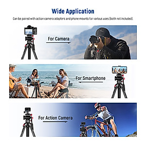 NEEWER 63"/160cm Travel Tripod, Portable Aluminum Video Tripod with Pan Tilt Fluid Head Compatible with Panasonic Sony Canon JVC Mini DV Camcorder, DSLR Camera, Max Load 17.6lb/8kg, TP22