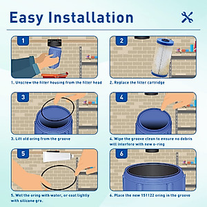 Water Filter O Ring 151122 Whole House Water Filter Gasket Compatible with Pentek Big Blue Water Filter System Cartridge Lid Seal Ring -6 Pack
