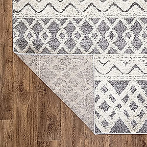 Rugshop Boho Tribal Geometric High-Low Soft Area Rug 5' x 7' Gray