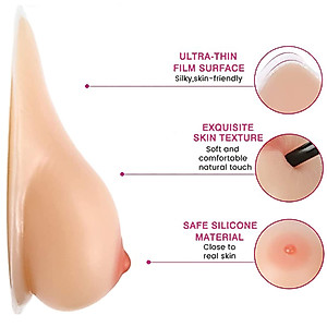 LORGL Self Adhesive Silicone Breast Forms Prosthetic Breast for Transgender Mastectomy Fake Breasts for Woman Chest Improvemen