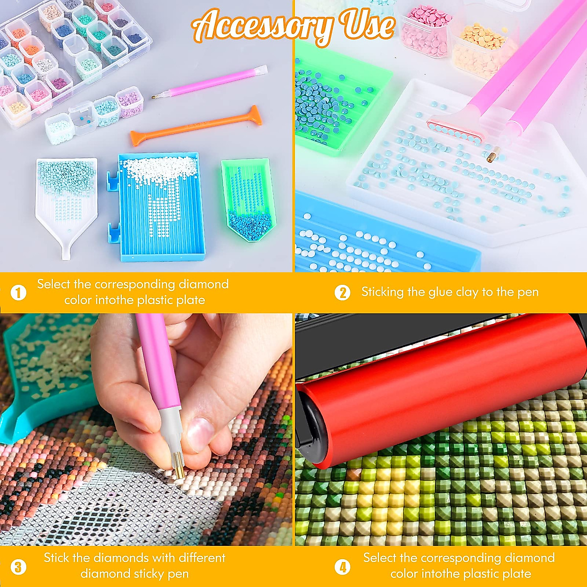 Diamond Painting Accessories and Tools Kits, with A4 LED Light Pad for Diamond Painting, Soucolor Light Board Box Kit Paint Diamonds Set, 5D Diamond Art Dots Supplies Painting for Beginners Adult (A4)