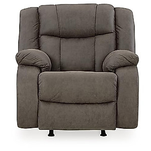 Signature Design by Ashley First Base Modern Faux Leather Rocker Recliner, Gray