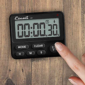 Escali Extra Loud Display Digital Kitchen Timer with Clock Mode, Recall Timer Magnetic Back