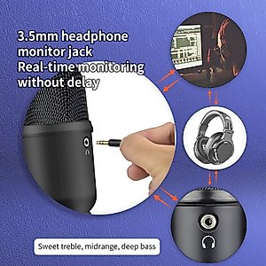 DNZPFU D Professional USB Condenser Microphone for Computer and Mac - Supercardioid Pickup Pattern, Mic Gain Control, Mic Monitoring, Ideal Recording