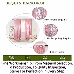 ShinyBeauty Backdrop Curtain Rose Pink Sequin Backdrop Curtain 4x8ft Shimmer Backdrop Curtain 2 Panels Seamless Photography Background Halloween Decoration