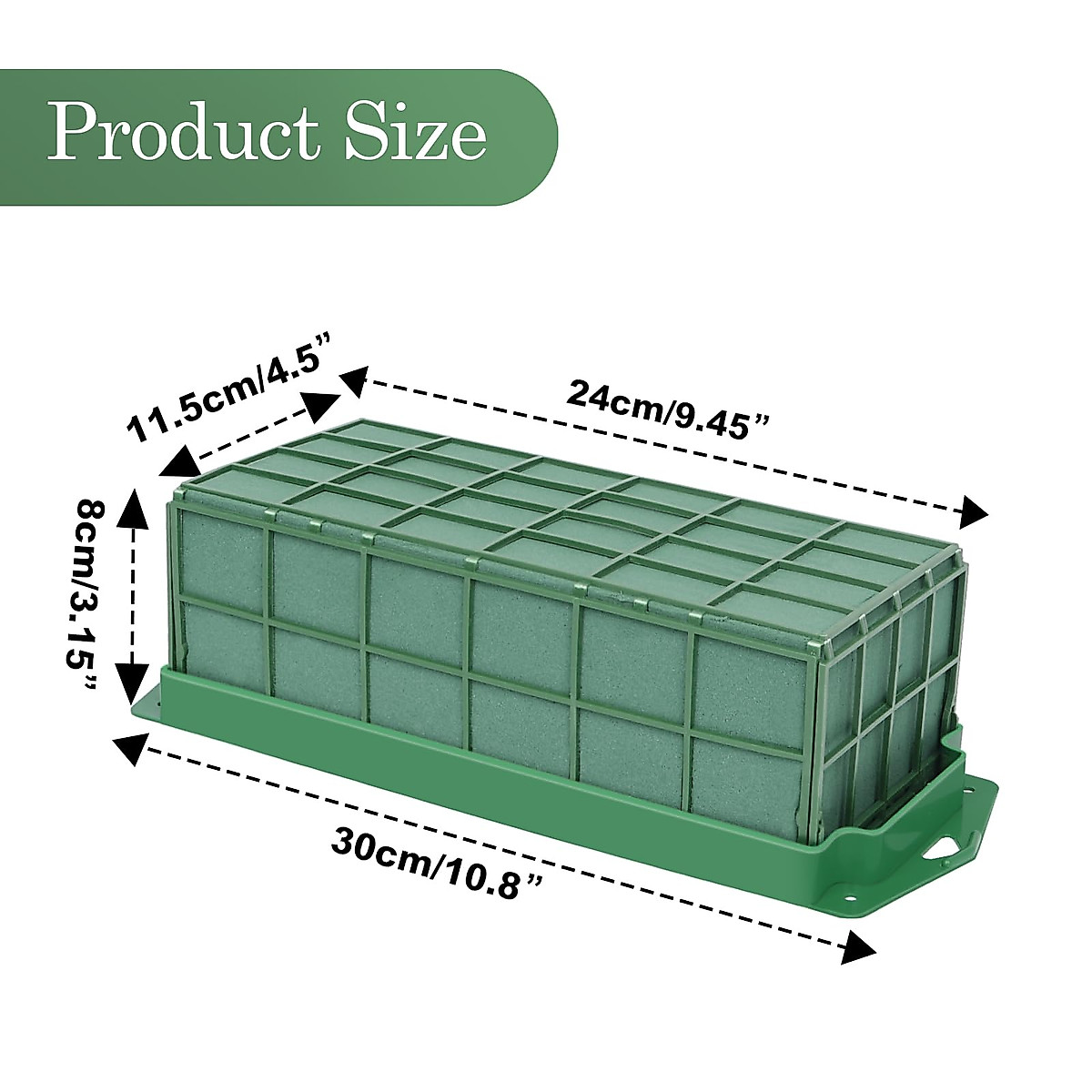 YOMUME Floral Foam Cage 2 Pieces, Flower Cage Holder with Floral Foam for Fresh Flower Arrangement and Artificial Flowers, Dry Floral Foam Blocks for Wedding, Green Florist Foam
