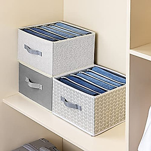 homsorout Jeans Organizer for Closet, Wardrobe Clothes Organizer with Handles, Foldable Drawer Organizers for Clothing, Closet Organizers and Storage for Clothes, Jeans, Sweater, 2 Pack, Grey