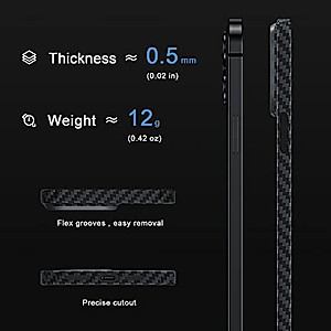 memumi Real Aramid Fiber for iPhone 14 Pro Max 6.7" Case, Sturdy Durable Carbon 0.5 mm Slim Fit for iPhone 14 Pro Max Carbon Fiber Thin Case [ Aramid Fiber] with Military-Grade Drop Protection Black