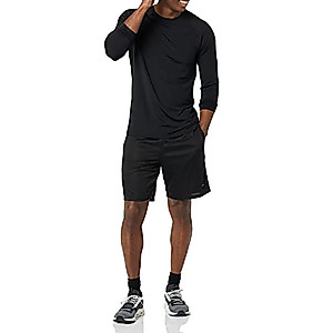 Amazon Essentials Men's Tech Stretch Long-Sleeve T-Shirt, Black, Small