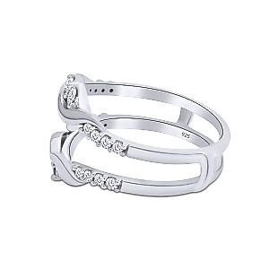 AFFY 1/3 Ct. Round Chevron Ring Guard Enhancer with Cubic Zirconia in 14K Gold Over Sterling Silver 0.33 Carat Ring Size-6