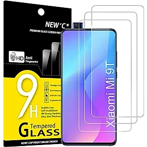 NEW'C 3 Pack Designed for Xiaomi Mi 9T, Mi 9T Pro Screen Protector Tempered Glass, Case Friendly Anti Scratch Bubble Free Ultra Resistant