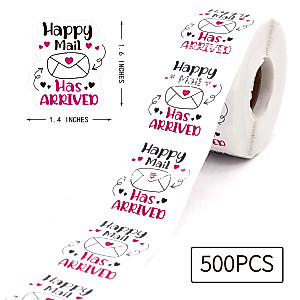 Littlefa Cute Happy Mail Has Arrived Stickers,Happy Mail Stickers,Small Business Stickers,Envelopes Seal Stickers,Mail Packaging Sticker for Small Business 500 PCS