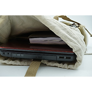 Fwosi Handmade Beige Laptop Backpack - Pure Hemp Bookbag for School, Day Hiking & Travel - Lightweight, Multi-Pocket, 5 Compartments for Books, Purse, Wallet, Everyday Accessories - Crafts from Nepal