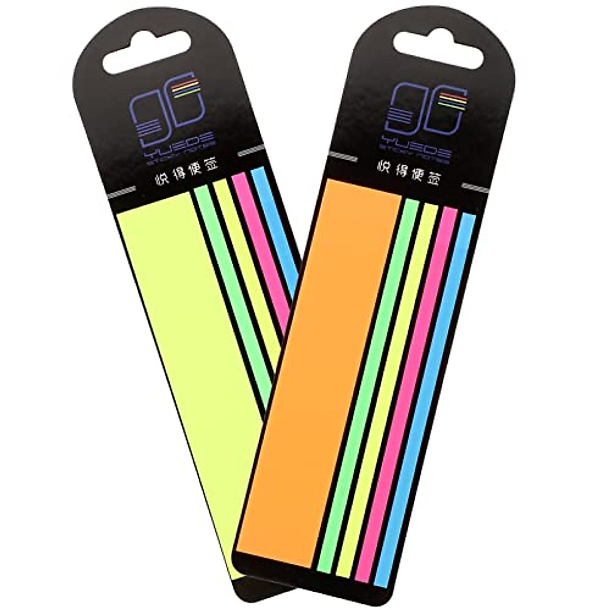 Tofficu 2 Boxes Sticky Note Pads Set Long Page Markers Index Tabs Colored Bookmarks Fluorescence Page Marker Style 2