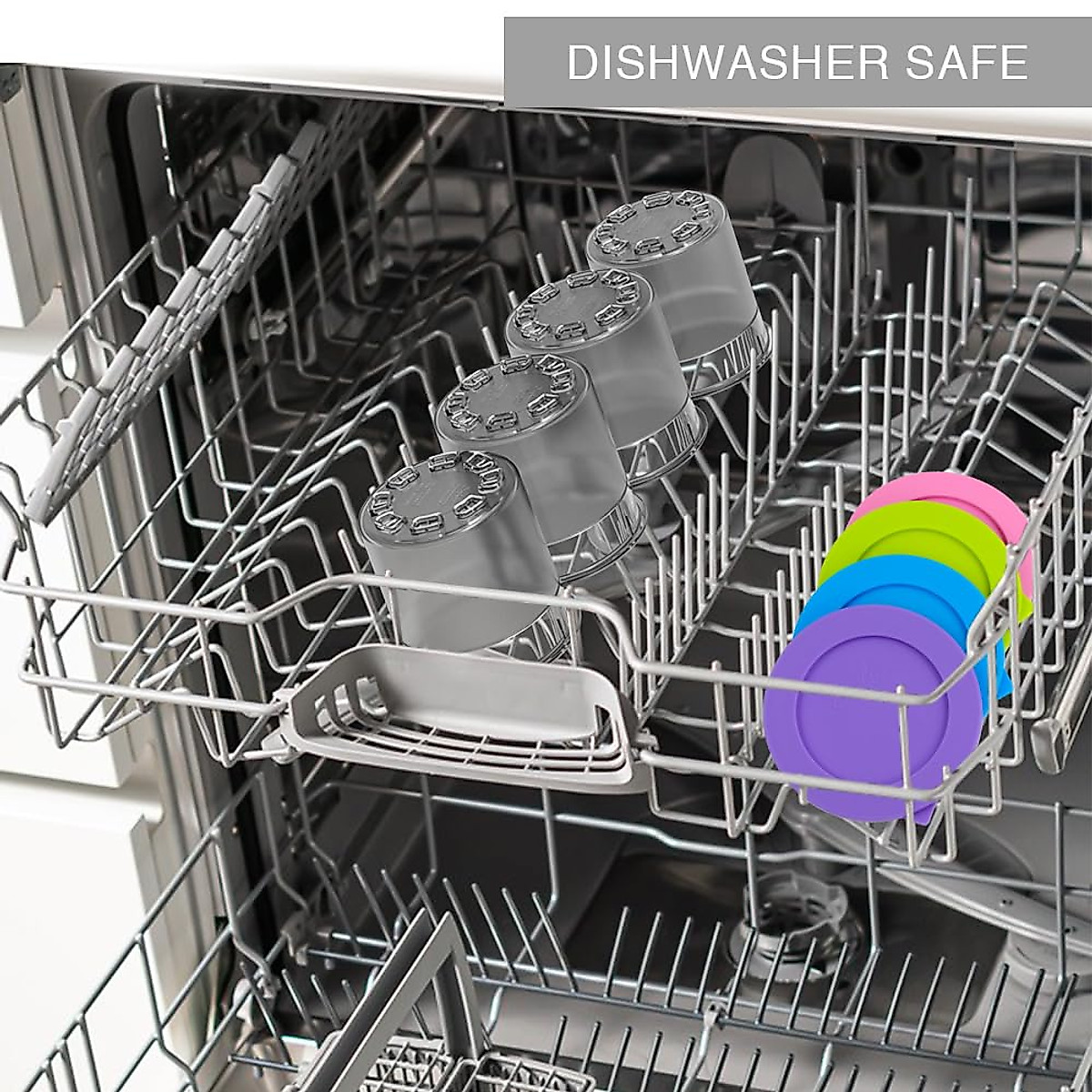 ARCOOLOR Containers Replacement for Ninja Creami Pints and Silicone Lid, 4 Pack, Compatible with NC299AMZ & NC300s Series Ice Cream Maker with E-Cookbook, Airtight & Dishwasher Safe (MIX1)