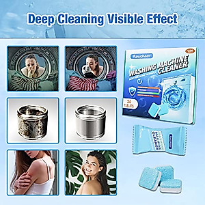 flowcheer Washing Machine Cleaner 24 Pack-Powerful Deep Cleaning Household Washing Machine Cleaner Tablets for HE Front Loader&Top Load Washer,-12 Month Supply