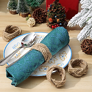 Chengu Woven Napkin Rings Set of 16 Farmhouse Napkin Rings Bulk Burlap Napkin Rings for Dinning Table Nautical Napkin Rings Table Decor for Wedding Birthday Gathering Banquet Decor(Vivid Style)