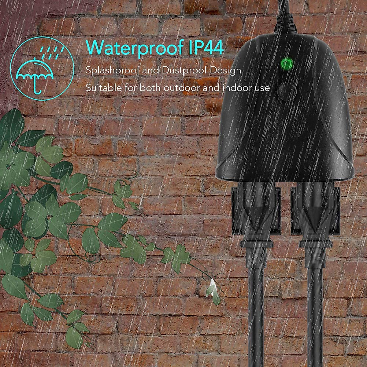 Outdoor Smart Plug, Shiningworth Outdoor Wi-Fi Outlet with 2 Waterproof Sockets Compatible with Alexa Echo Google Home, Wireless Remote Control Smart Socket with Timer Function