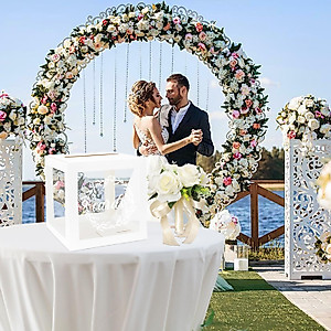 LIKAJON 1 Pack Wedding White Card Box, Transparent White Gift Card Box for Wedding Decorations for Reception, Money Box for Bridal Shower Decorations Party Reception Anniversary Baby Shower