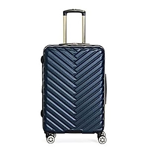 Kenneth Cole REACTION Madison Square Lightweight Hardside Chevron Expandable Spinner Luggage, Navy, 24-Inch Checked